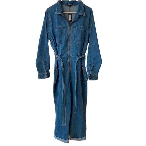 Express | Pants & Jumpsuits | Express Womens Jumpsuit Xl Jean Utility ...